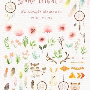 Boho Tribal Clipart, FREE COMMERCIAL Use, Watercolor Feather and Flower ...
