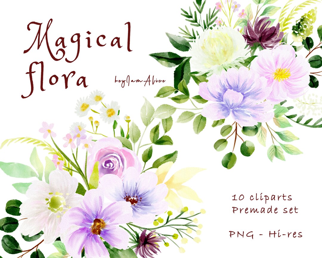 Purple Watercolor Flower Clipart, Violet Floral Clipart, FREE ...