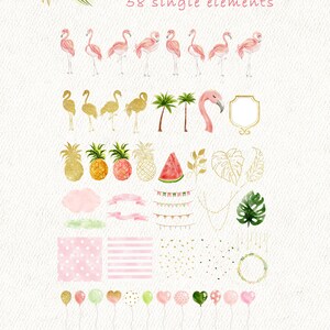 Tropical Flamingo Watercolor Clipart, Pink Flamingo PNG, Summer Party ...