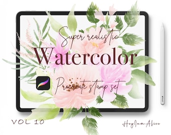 100 Realistic Watercolor Stamp Procreate Brush FREE | Etsy