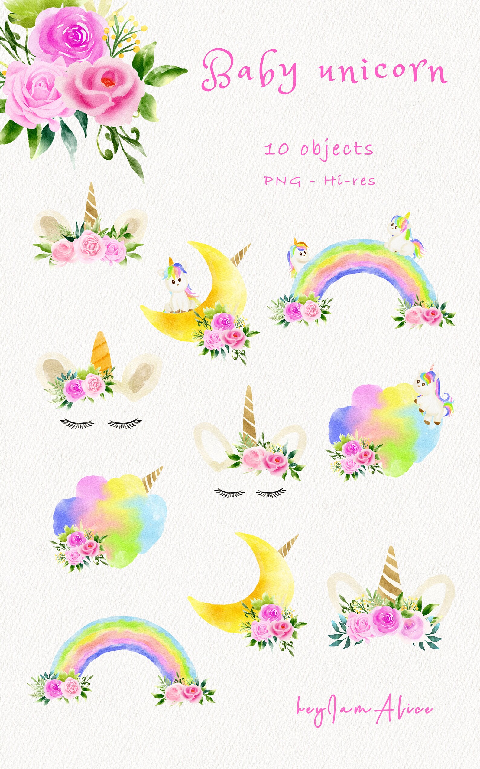 Unicorn Clipart Pony Clipart FREE COMMERCIAL Use Watercolor | Etsy