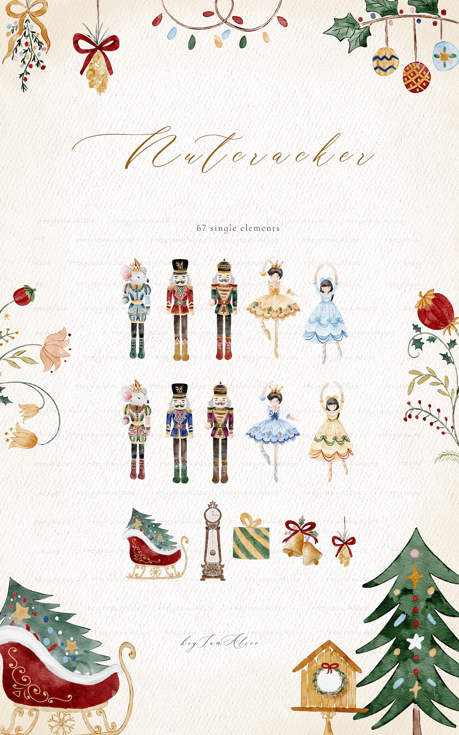 Nutcracker Clipart, Watercolor Nutcracker Graphic PNG, Christmas ...