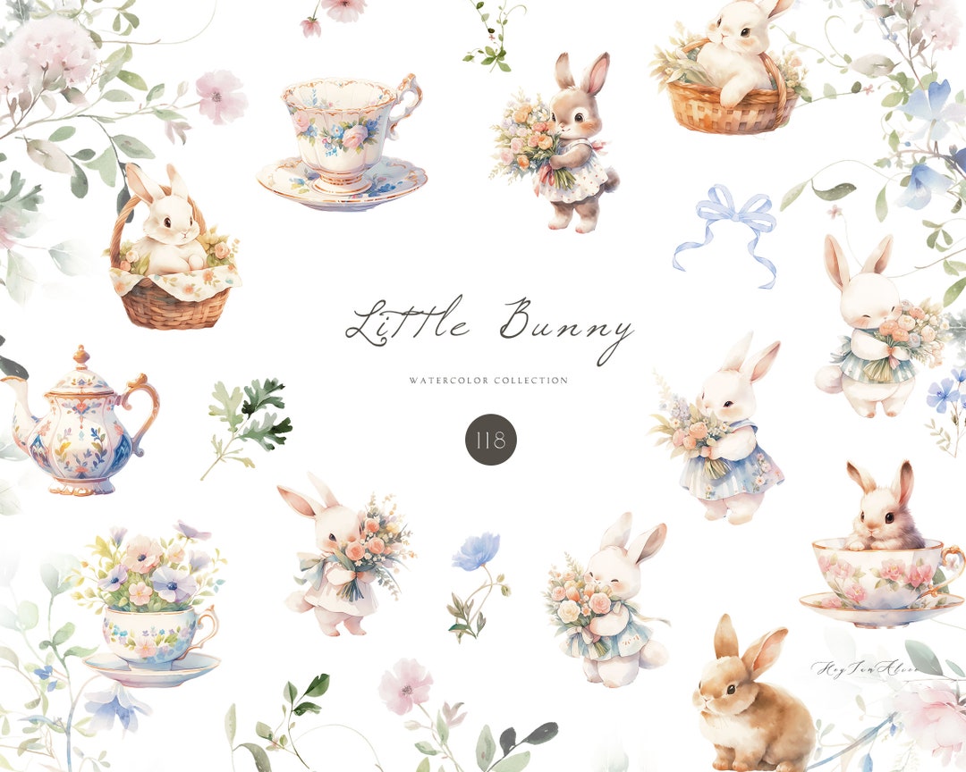 Little Bunny Clipart, Baby Peter Bunny PNG, Woodland Animal Clipart ...