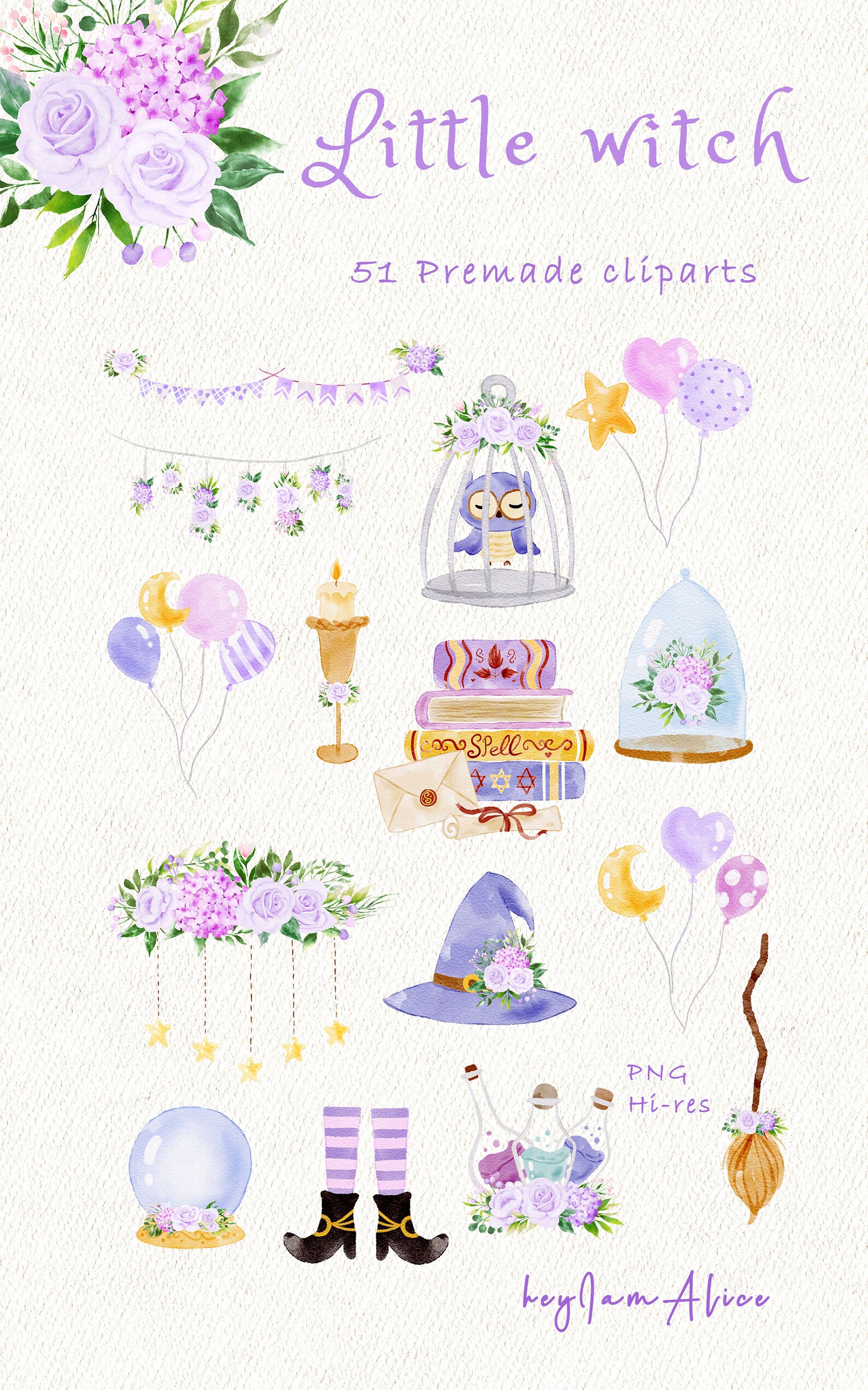 Witch Clipart Halloween Digital PNG Witch and Wizard - Etsy