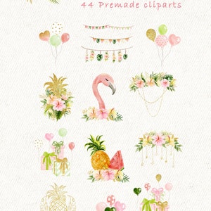 Tropical Flamingo Watercolor Clipart, Pink Flamingo PNG, Summer Party ...