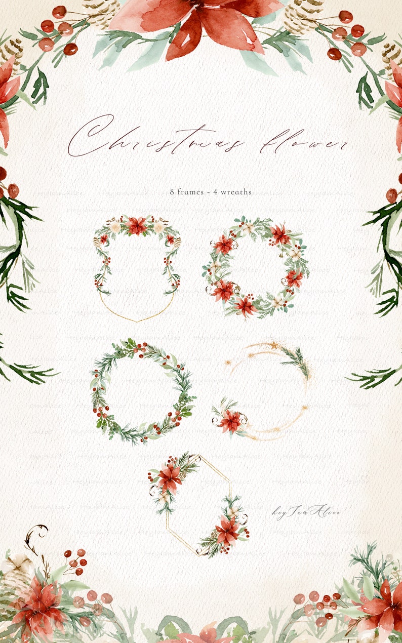 Christmas Wreath Clipart Merry Christmas Watercolour Winter - Etsy