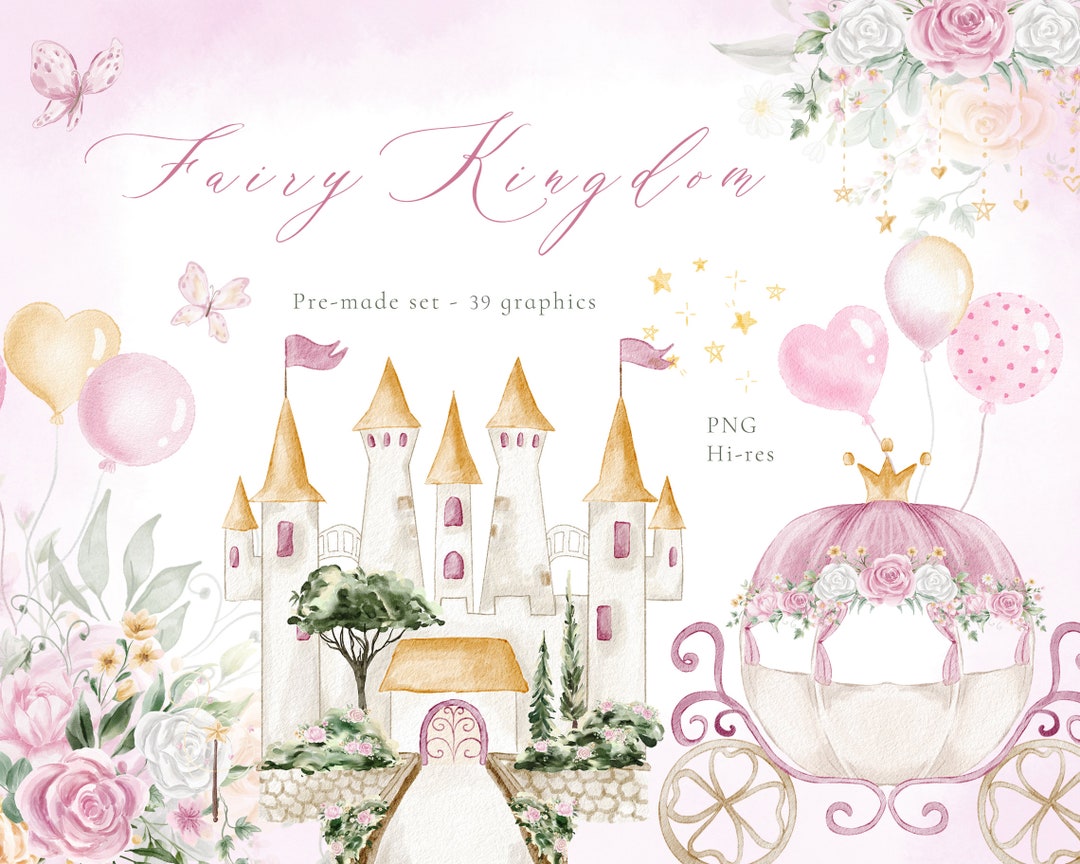 Baby Girl Watercolor Clipart, Little Princess Clipart, Nursery Clipart, Fairy Kingdom, Magical ...