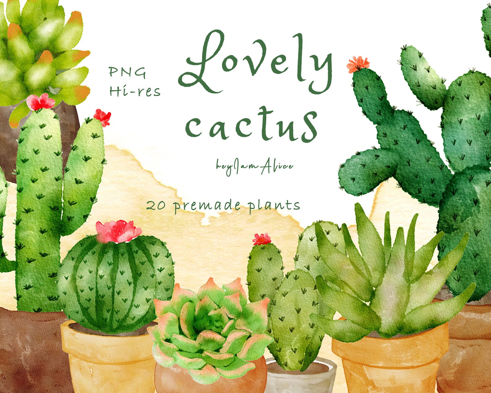 Watercolor Cactus Clipart FREE COMMERCIAL Use Tropical - Etsy