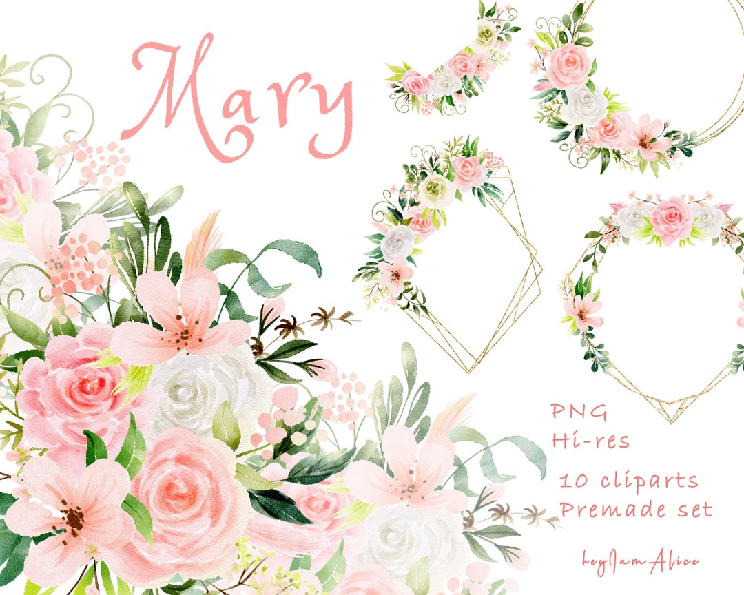 Peach Pink Watercolor Flower Clipart, FREE COMMERCIAL Use, Greenery ...