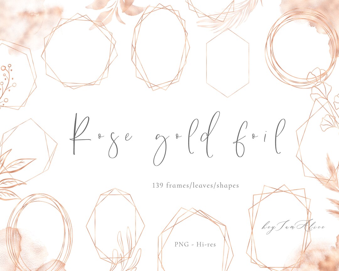 139 Geometric Frame PNG, Rose Gold Foil Geometric Polygonal Frames ...