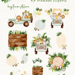Jungle Watercolor Animal Clipart, Jungle Nursery, Jungle Baby Shower ...
