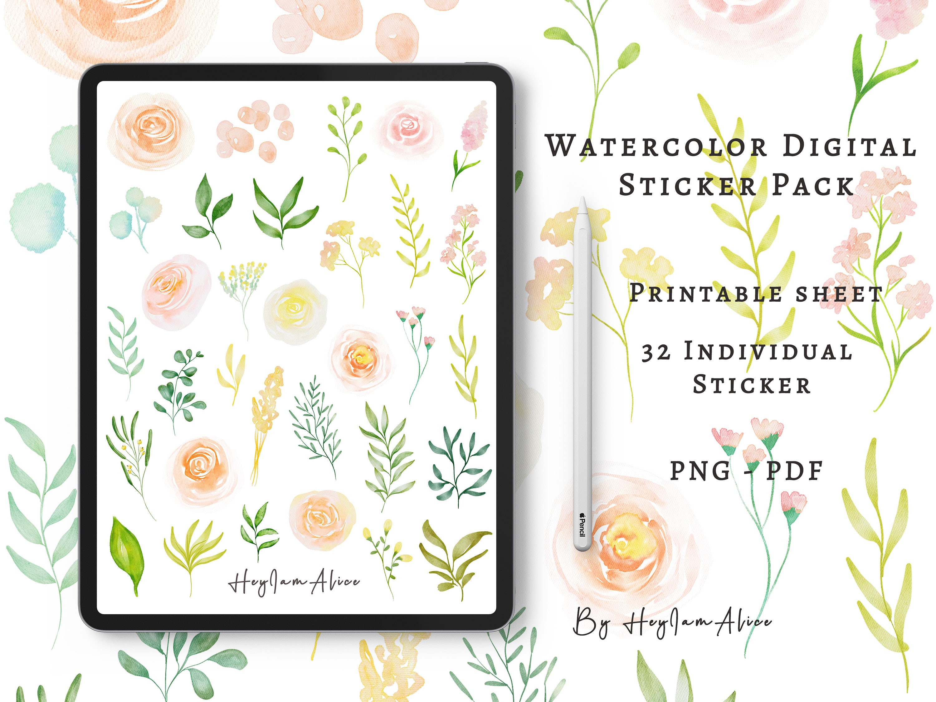 Creamy Orange Digital Sticker PRINTABLE Sticker Sheet | Etsy