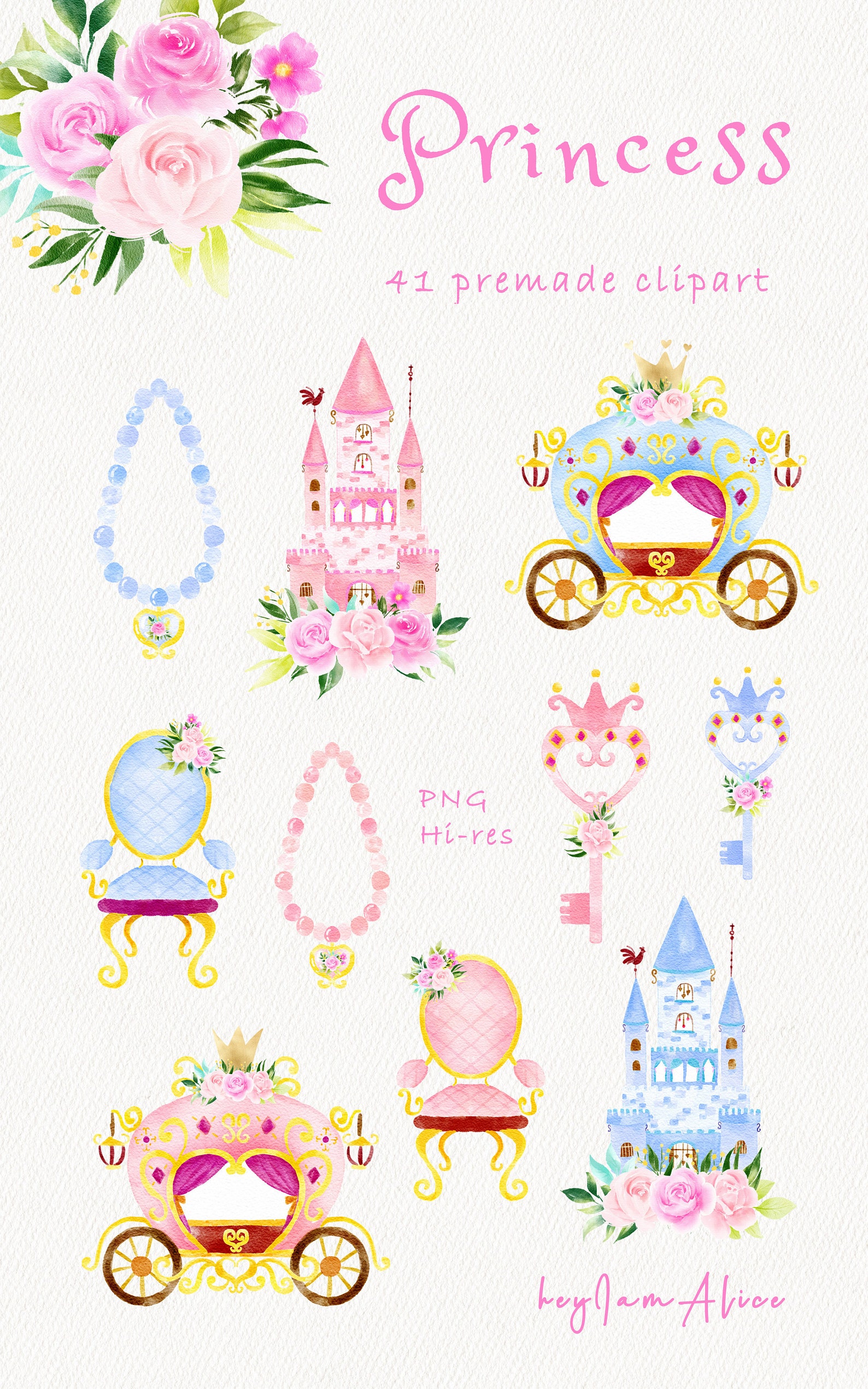 Princess Watercolor Clipartfree COMMERCIAL Use Nursery | Etsy