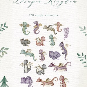 Dragon Watercolor Clipart Knight Digital Clipart Fairy Tale - Etsy