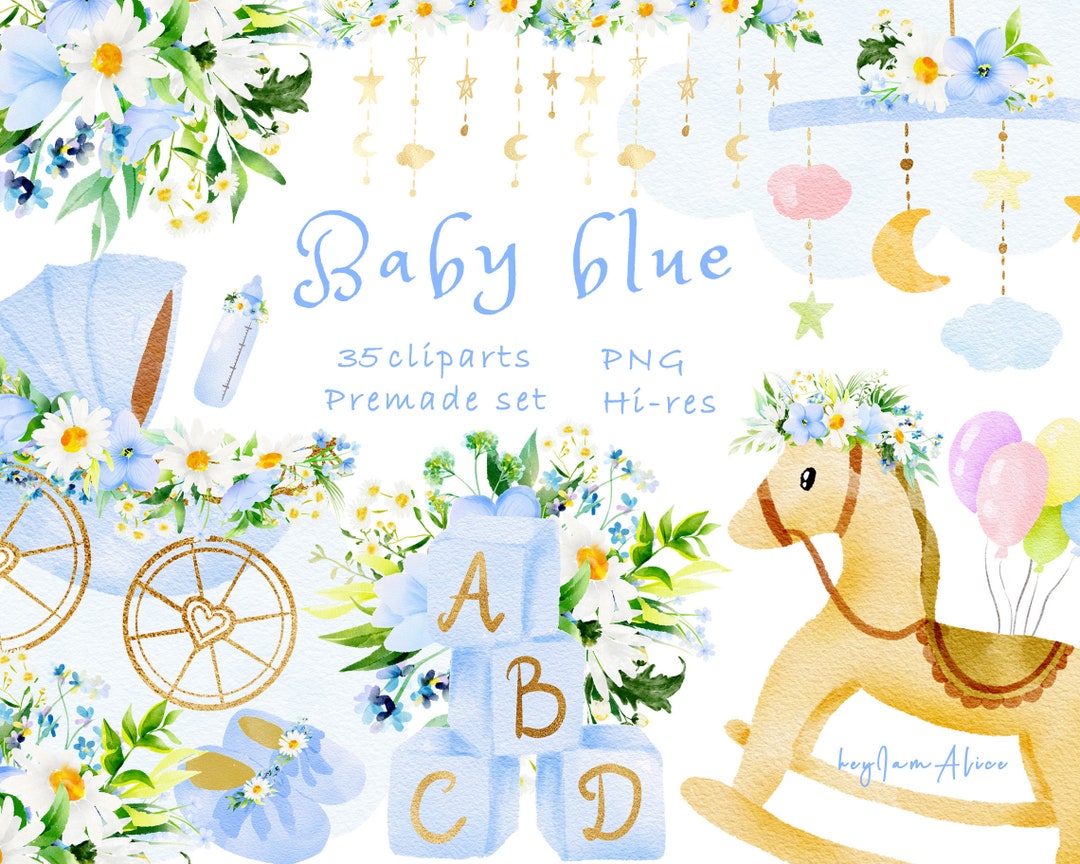 Baby Blue Clipart, Blue Watercolor Newborn PNG, FREE COMMERCIAL Use ...