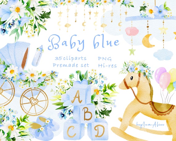 Baby Blue Clipart Blue Watercolor Newborn PNG FREE | Etsy