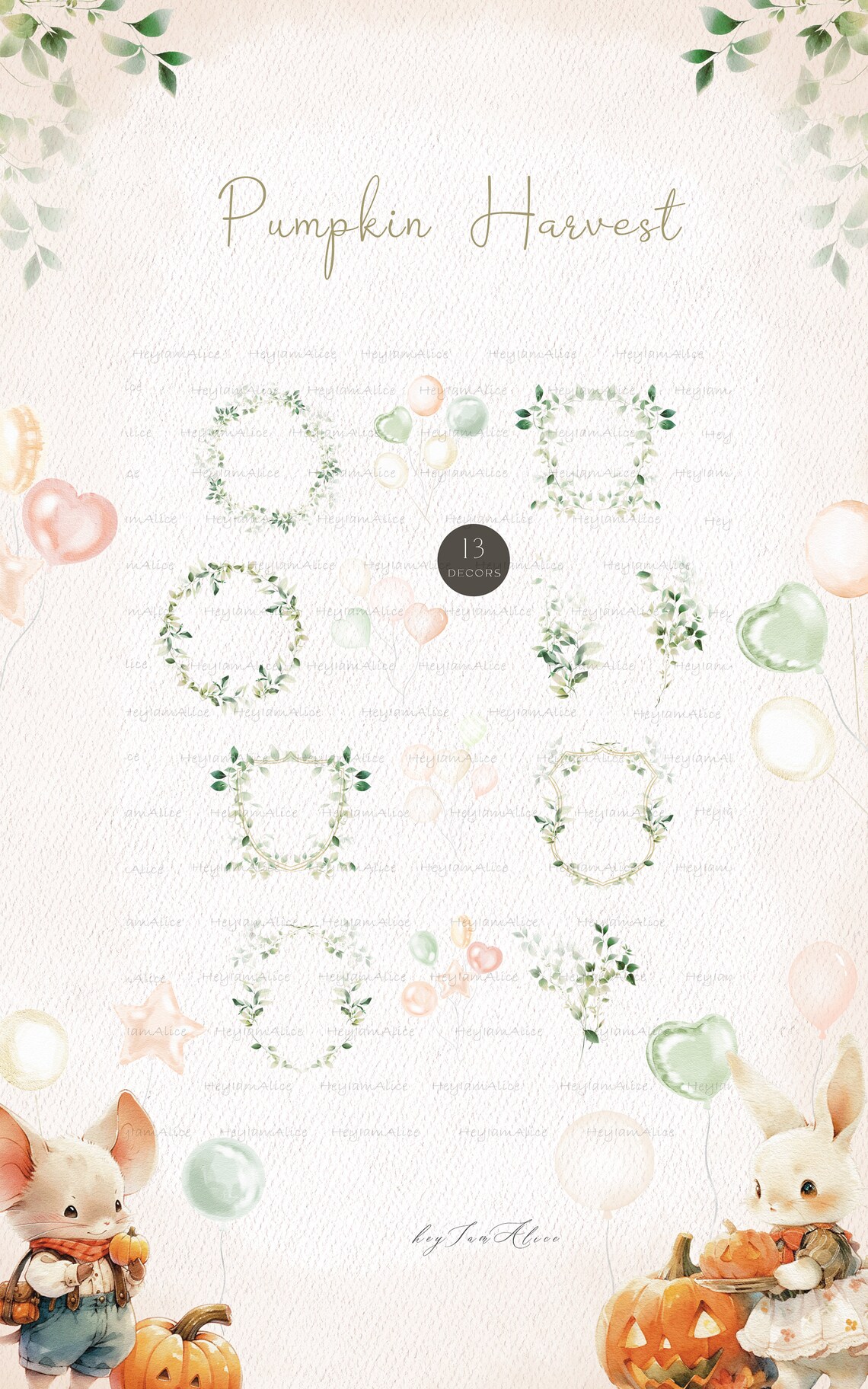 Autumn Forest Animal Clipart PNG, Fall Woodland Animal Clipart, Pumpkin ...