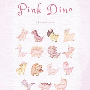 Baby Pink Dinosaurs Watercolour Clipart, Cute Girl Dinosaurs Pink ...