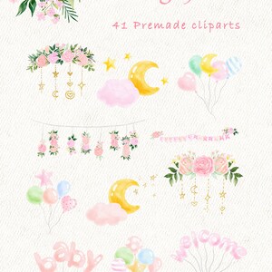 Welcome Baby Watercolor Clipart, Baby Animal, Nursery Pink, Gender ...