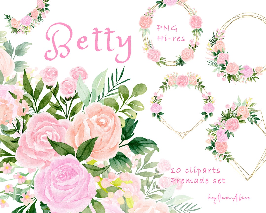 Peach Pink Watercolor Flower Clipart, FREE COMMERCIAL Use, Greenery ...