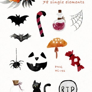 Halloween Clipart, Watercolor Happy Halloween, Spooky Clipart, Trick or ...