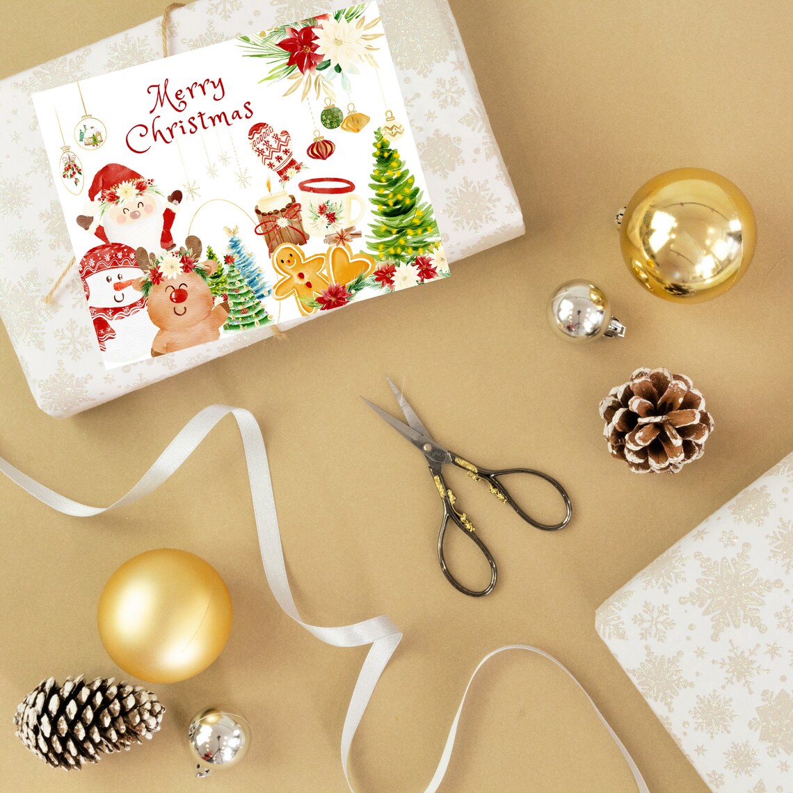 Christmas Clipart, FREE COMMERCIAL Use, Watercolor Merry X-mas Clipart ...