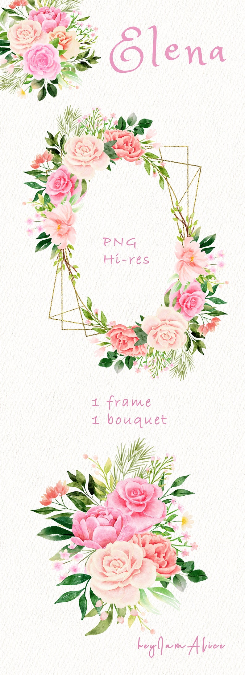 Pink Peony Flower Watercolor Clipart Soft Pink Floral PNG | Etsy