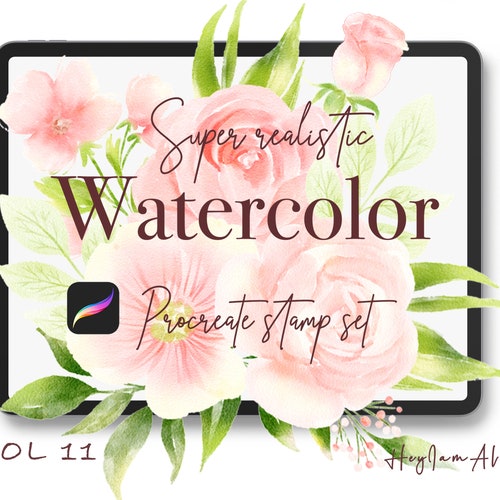 100 Realistic Watercolor Stamp Procreate Brush FREE - Etsy