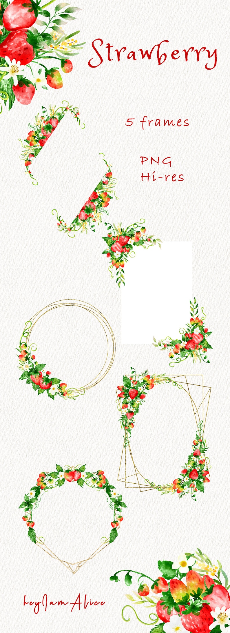 Watercolor Strawberry Clipart Fruit Strawberry Clipart FREE - Etsy