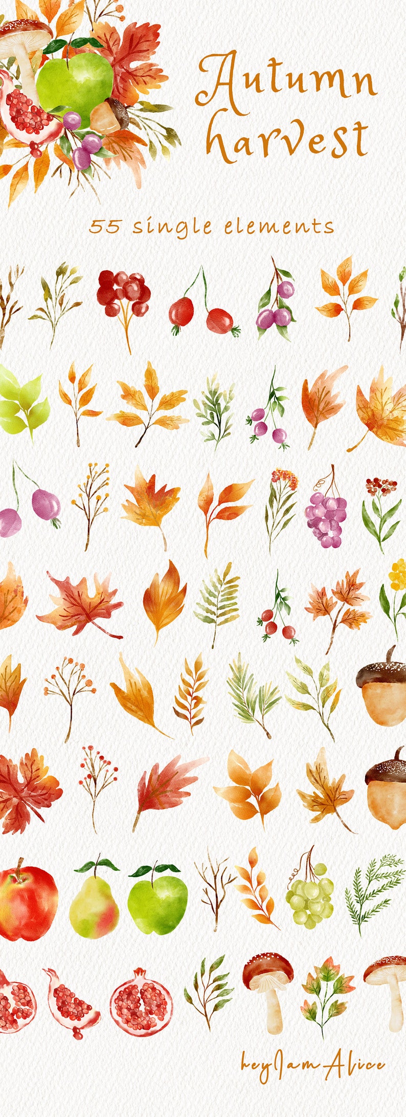 Watercolor Autumn Clipart Fall Clipart FREE COMMERCIAL Use | Etsy