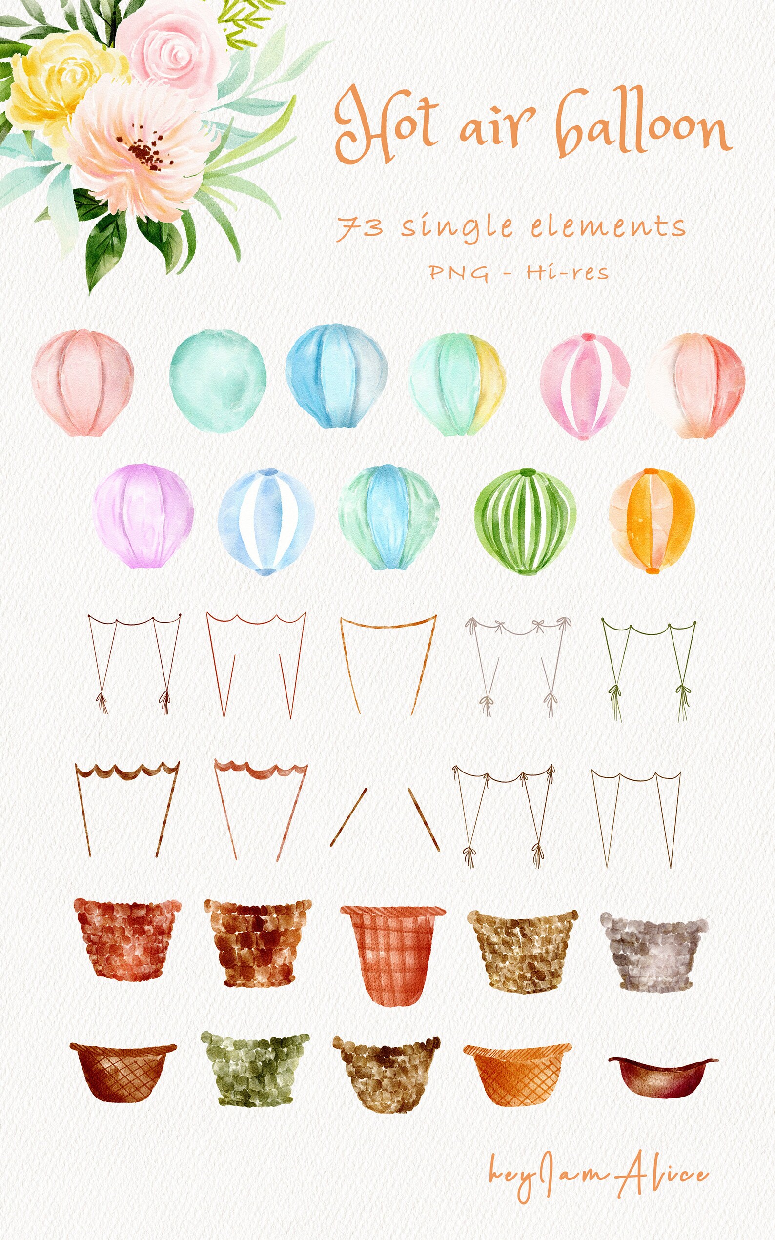 Hot Air Balloon Watercolor Clipart FREE COMMERCIAL Use Air | Etsy