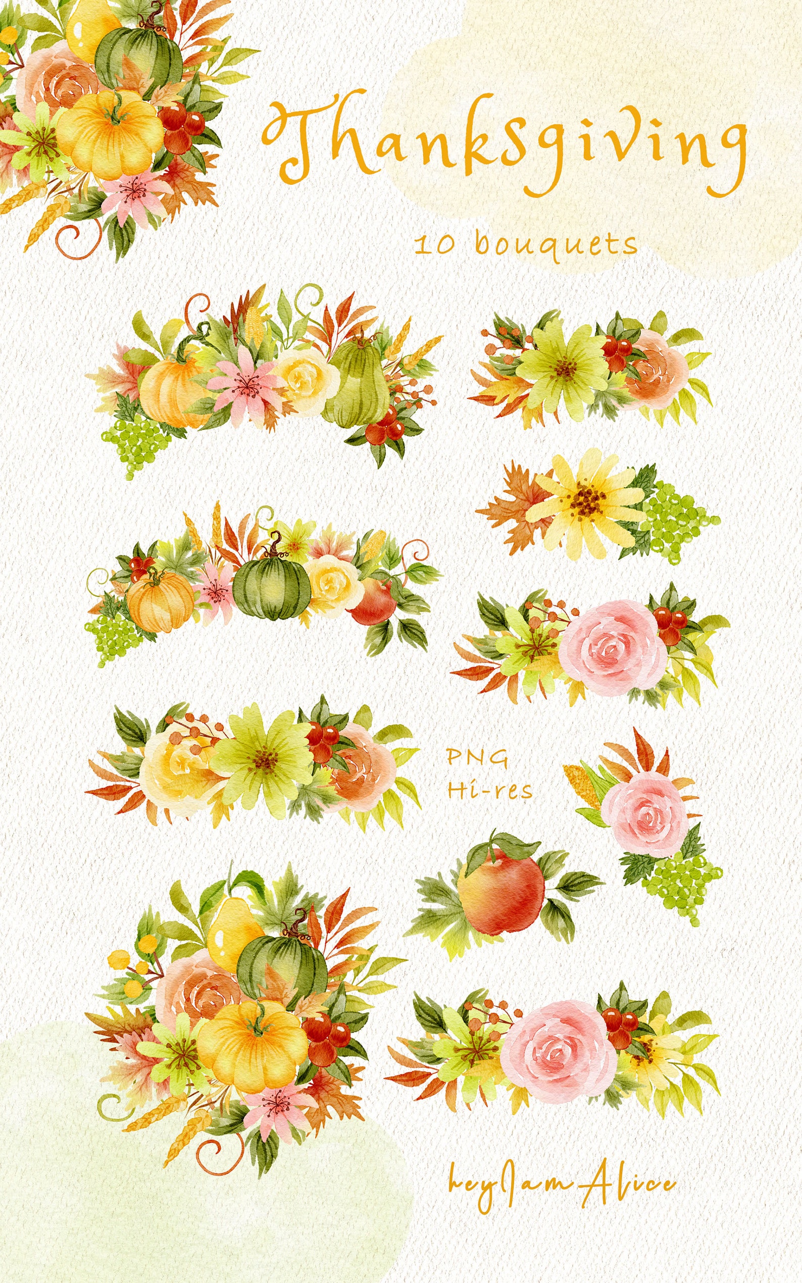 Thanksgiving Watercolour Clipart PNG Holiday Turkey Graphic - Etsy