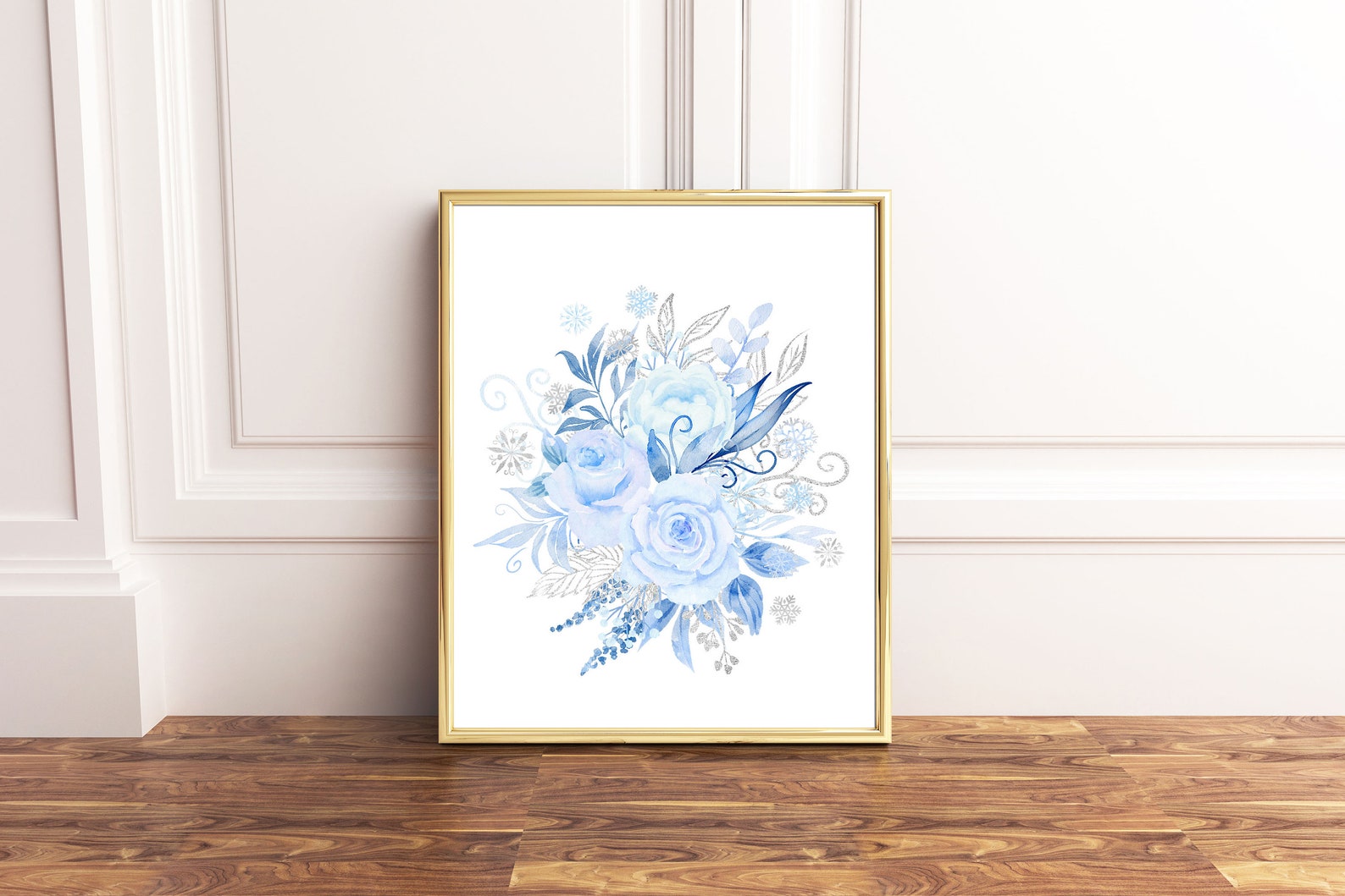 Blue Floral Watercolour Clipart Winter Flower PNG Blue Snow - Etsy