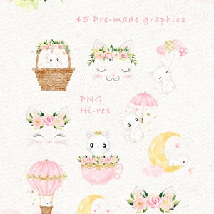 Baby Cat Watercolor Clipart, Kitten Graphic PNG, Cute Cat, Little ...