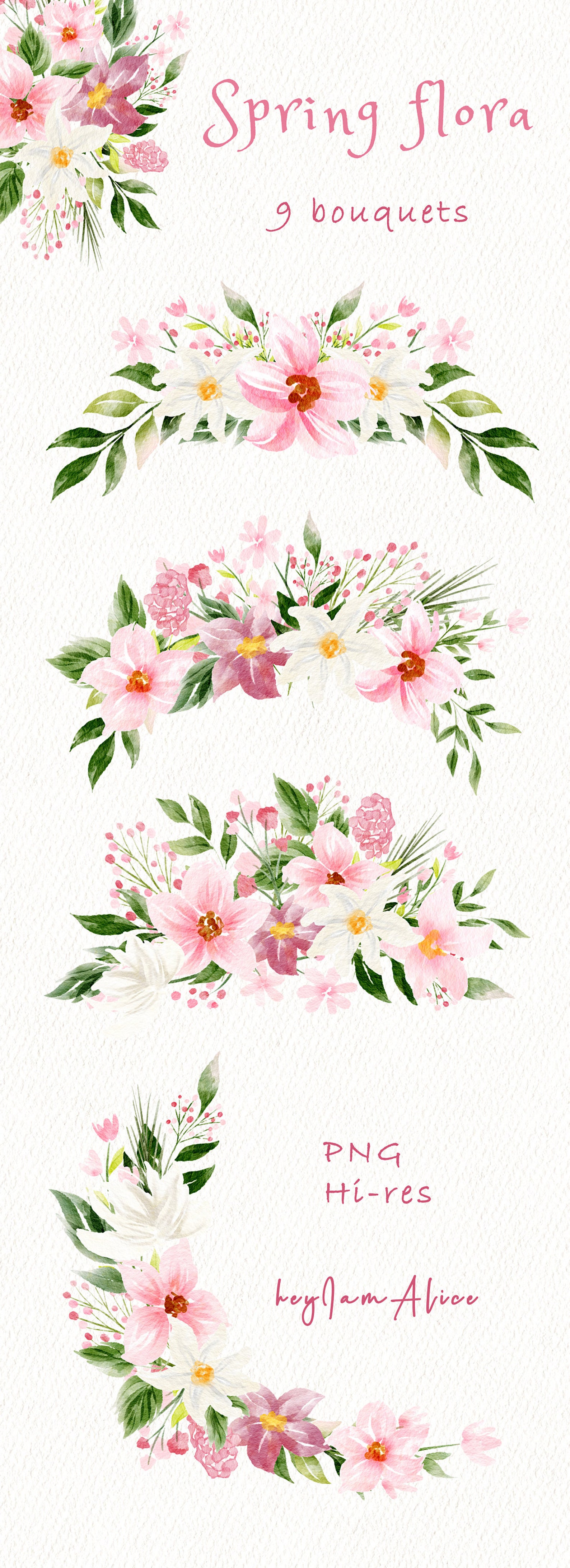 Pink Purple Flower Watercolor Clipart Soft Pink Floral PNG | Etsy