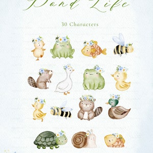 Pond Life Clipart, Frog PNG Graphic, Frog Princess PNG, Duck Pond Baby ...