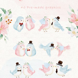 Love Birds Clipart PNG, Valentine Watercolor Clipart PNG, Couple ...