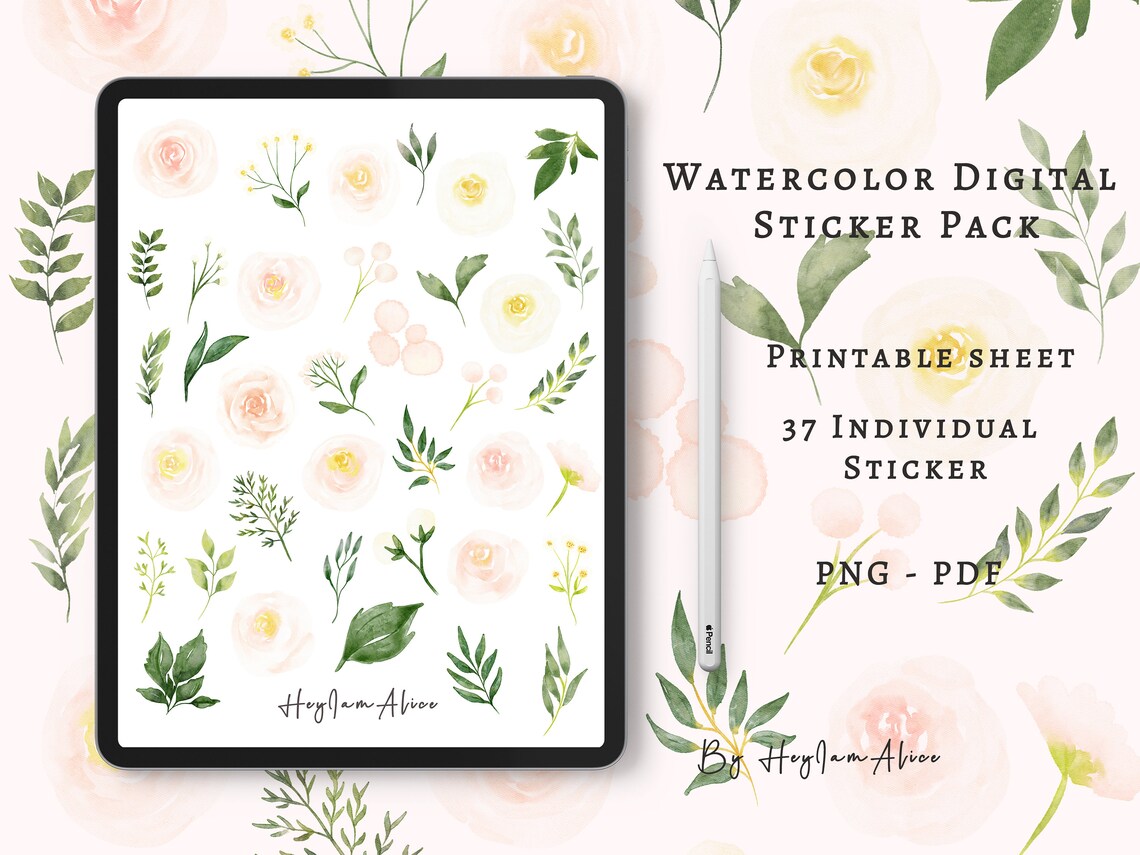 Bright blush Digital sticker PRINTABLE sticker sheet | Etsy