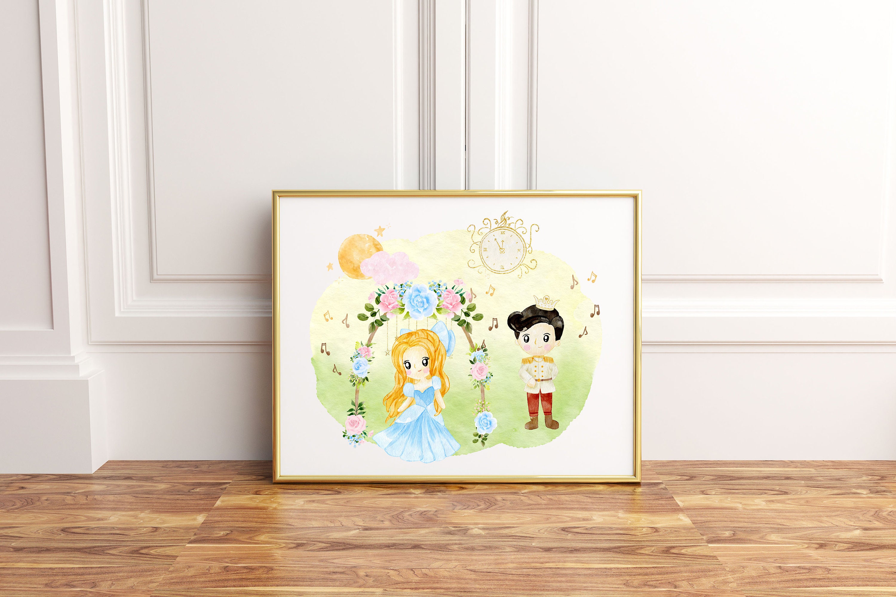 Princess and Prince Watercolour Clipart Fairy Tale Graphic - Etsy