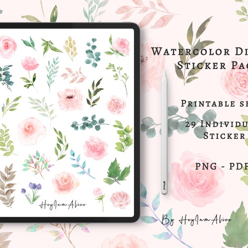 April Flower Digital Sticker PRINTABLE Sticker Sheet - Etsy