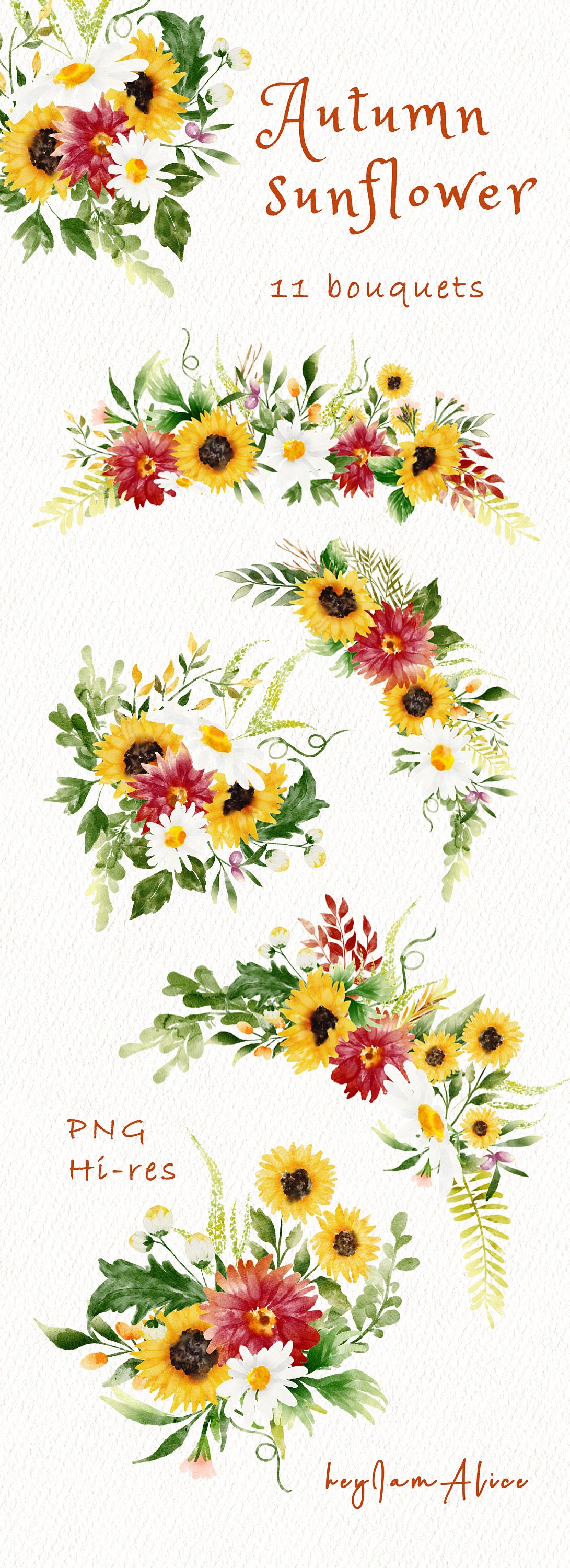 Sunflower Watercolor Clipart, FREE Commercial Use, Greenery Clipart ...