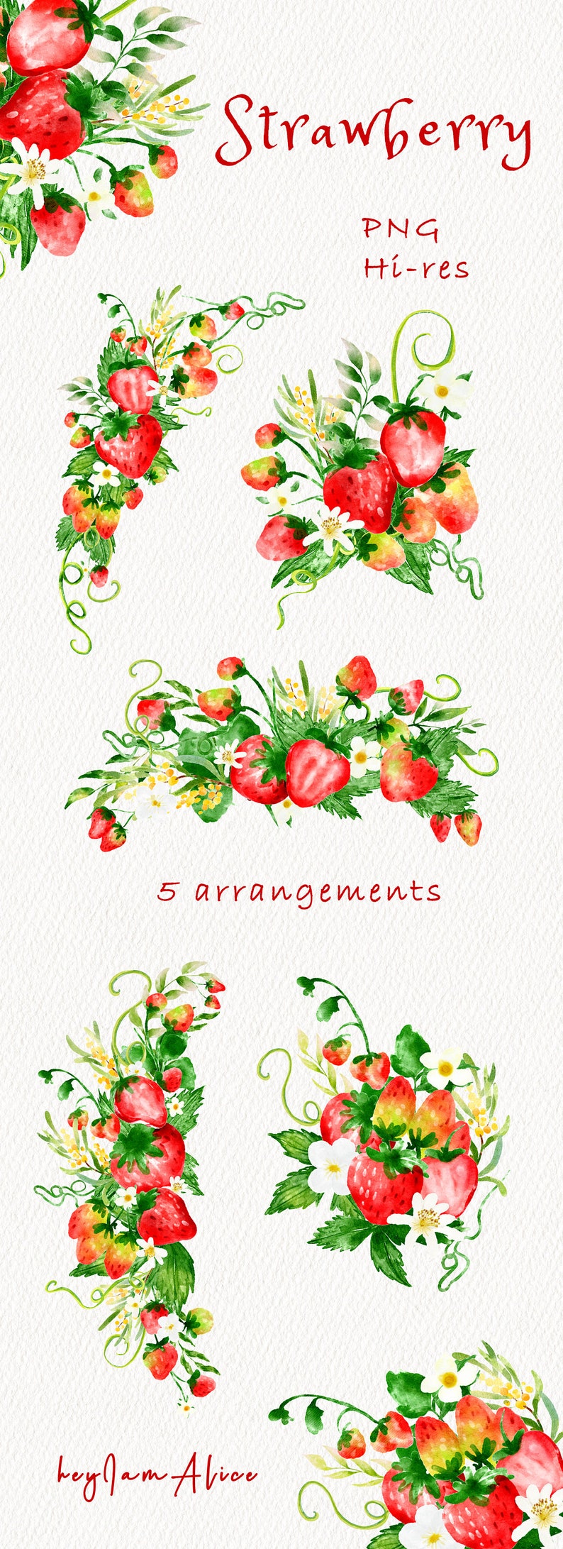 Watercolor Strawberry Clipart Fruit Strawberry Clipart FREE - Etsy