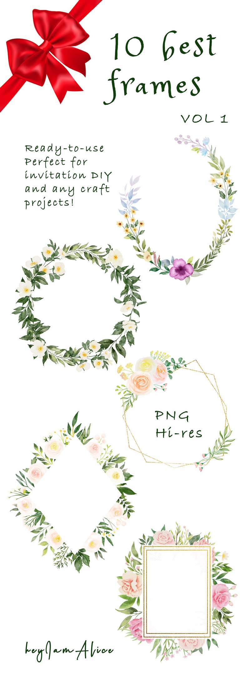 Flower Frame Watercolor Clipart, FREE COMMERCIAL Use, Floral Frame ...