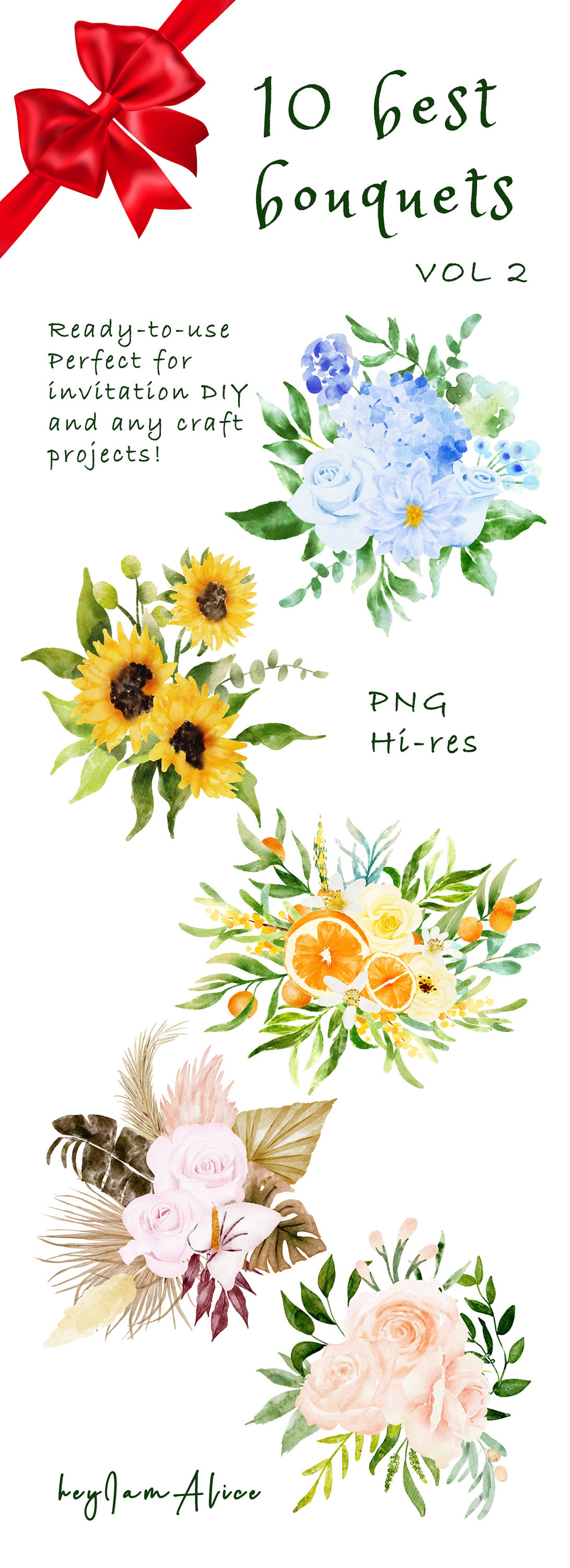 Flower Bouquet Watercolor Clipart FREE COMMERCIAL Use Floral - Etsy