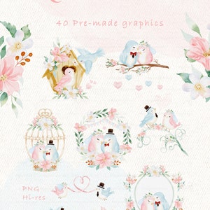Love Birds Clipart PNG, Valentine Watercolor Clipart PNG, Couple ...