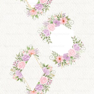Pink Purple Flower Watercolor Clipart, Soft Pink Floral PNG, Wedding ...