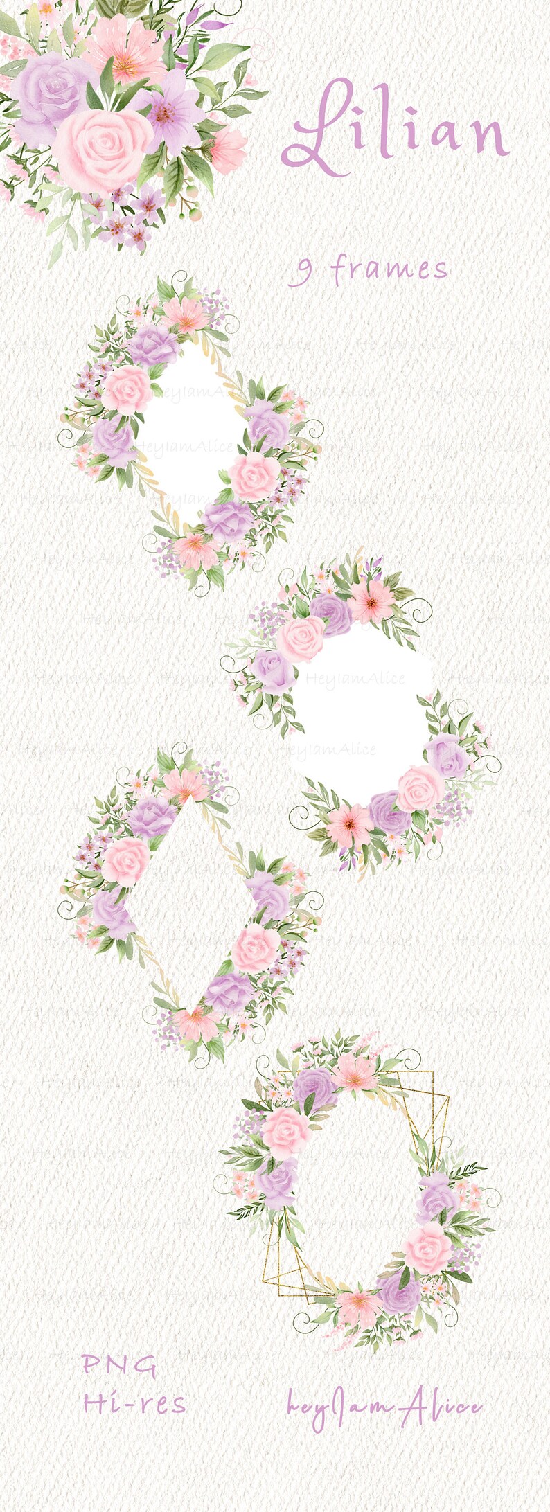 Pink Purple Flower Watercolor Clipart Soft Pink Floral PNG | Etsy