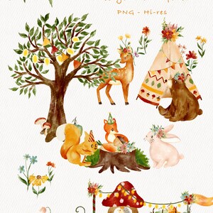 Autumn Forest Clipart, Fall Woodland Animal Clipart, FREE COMMERCIAL ...