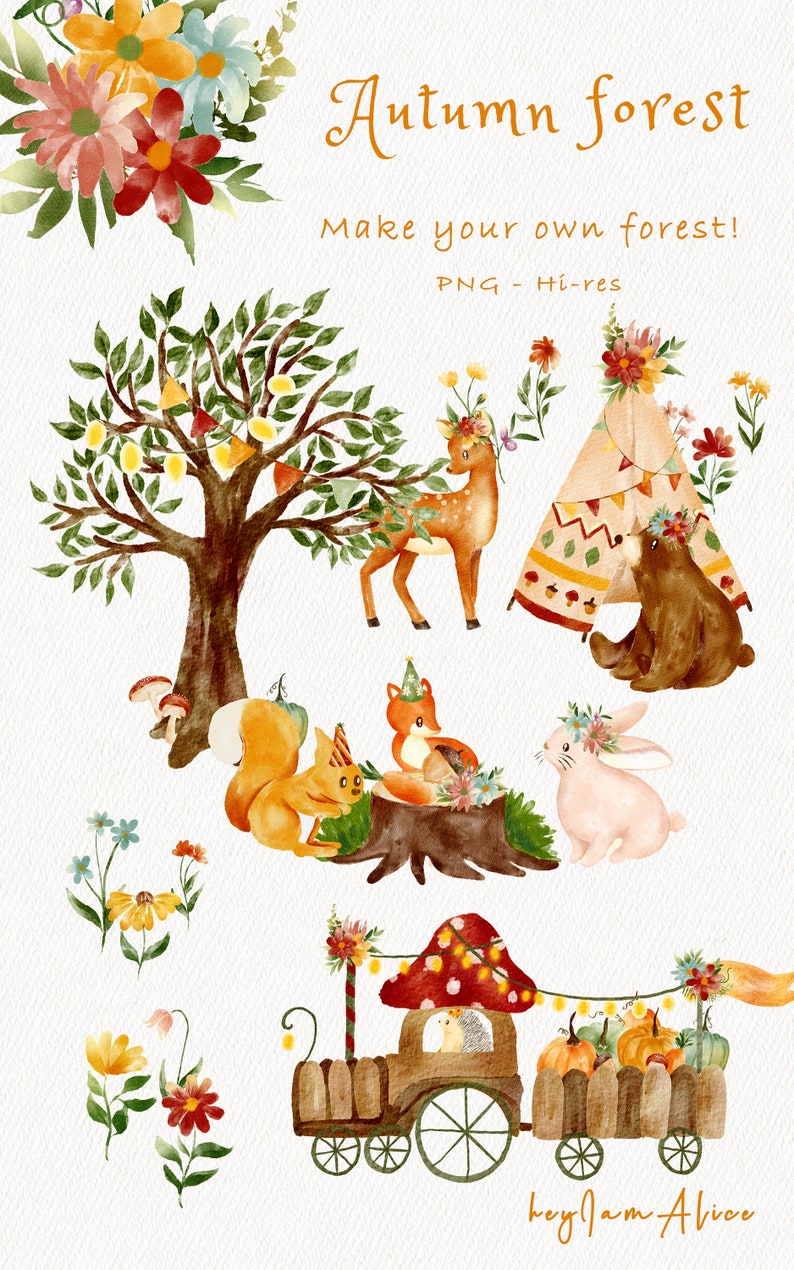 Autumn Forest Clipart Fall Woodland Animal Clipart FREE - Etsy