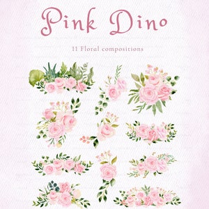 Baby Pink Dinosaurs Watercolour Clipart, Cute Girl Dinosaurs Pink ...